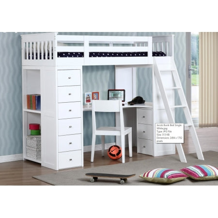 Jacob Bunk Bed Single#White | Hardwood Frame – Kiddy Space